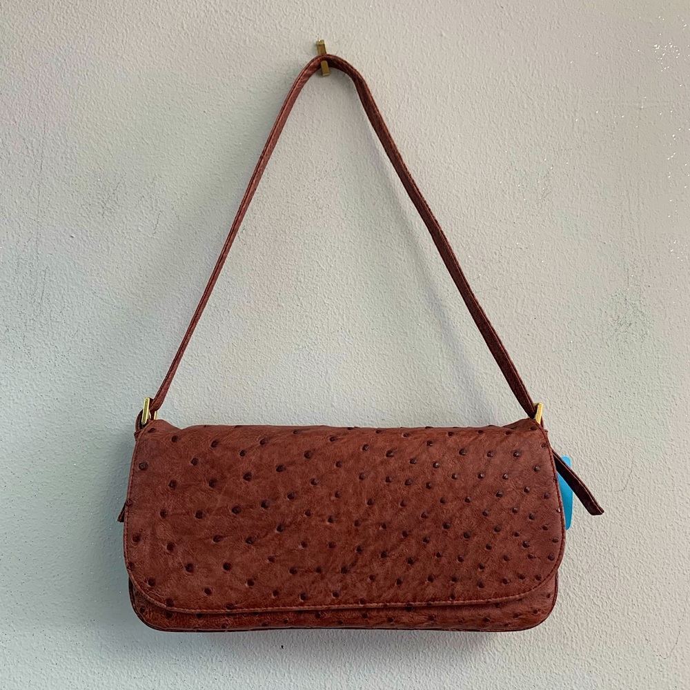 Genuine Ostrich Shoulder Bag - Gem
